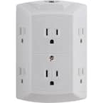 GE 6-Outlet Wall Plug Adapter Power Strip Gray 45204