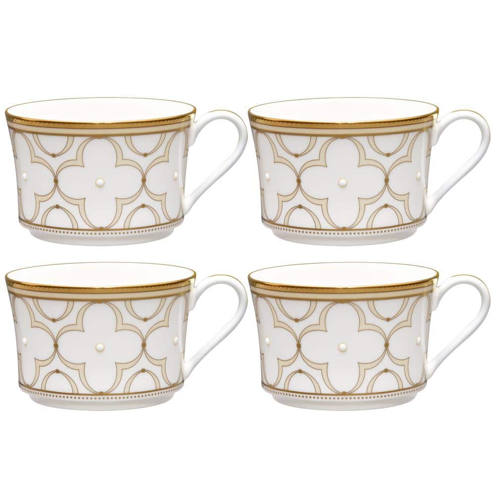 Noritake Trefolio Gold 7.5 fl. oz. (White) Bone China Tea Cups, (Set of ...