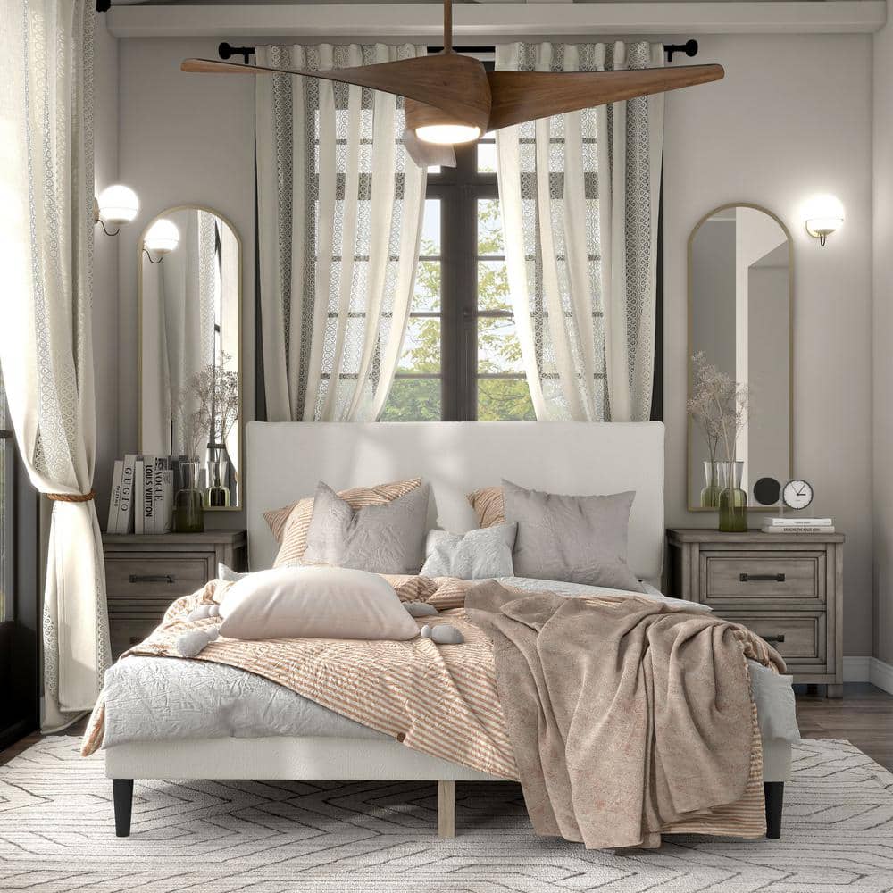 Furniture of America Lumi White Pillow Headboard Boucle Fabric ...