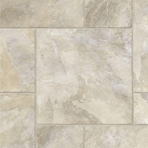 TrafficMaster Brushed Limestone Neutral Stone Residential Vinyl Sheet ...