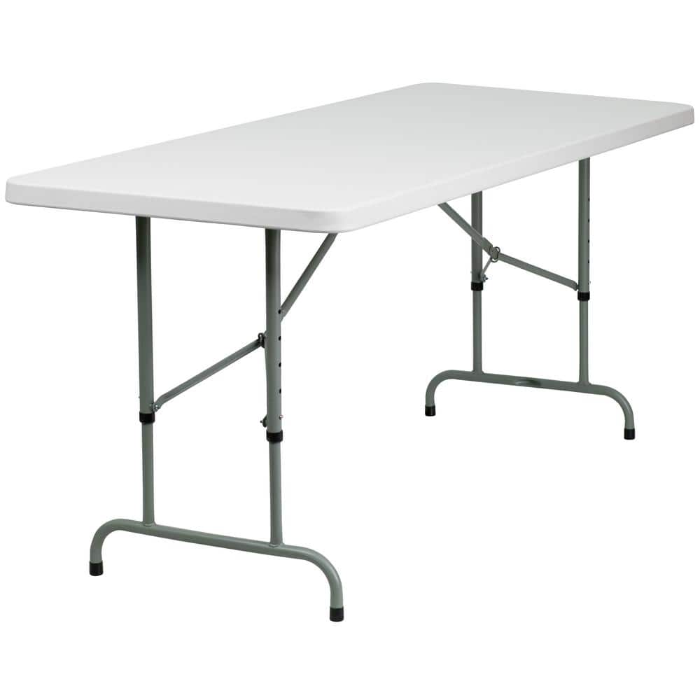 Carnegy Avenue 72 in. Granite White Plastic Tabletop Metal Frame ...
