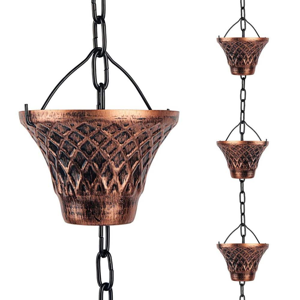 OGETFUUR 8.5 ft. Rain Chains for Gutters Outside Copper Rain Catcher ...