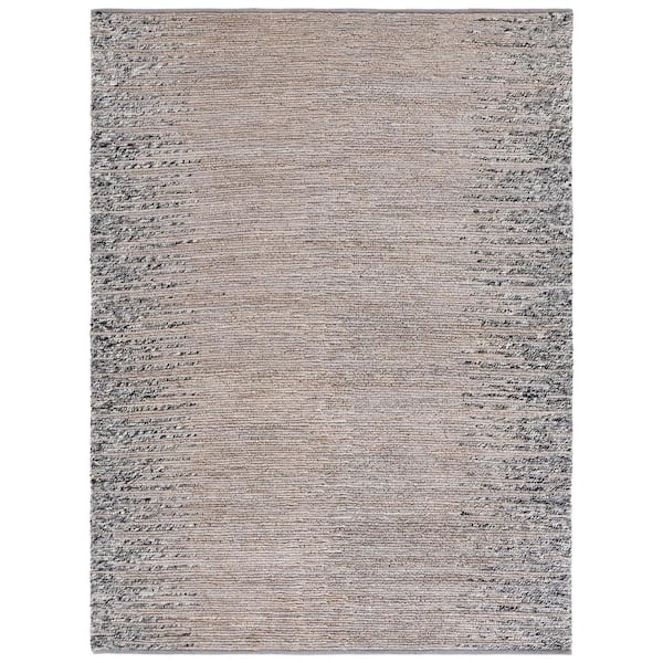 SAFAVIEH Natural Fiber Gray/Black 8 ft. x 10 ft. Transition Marle Area ...