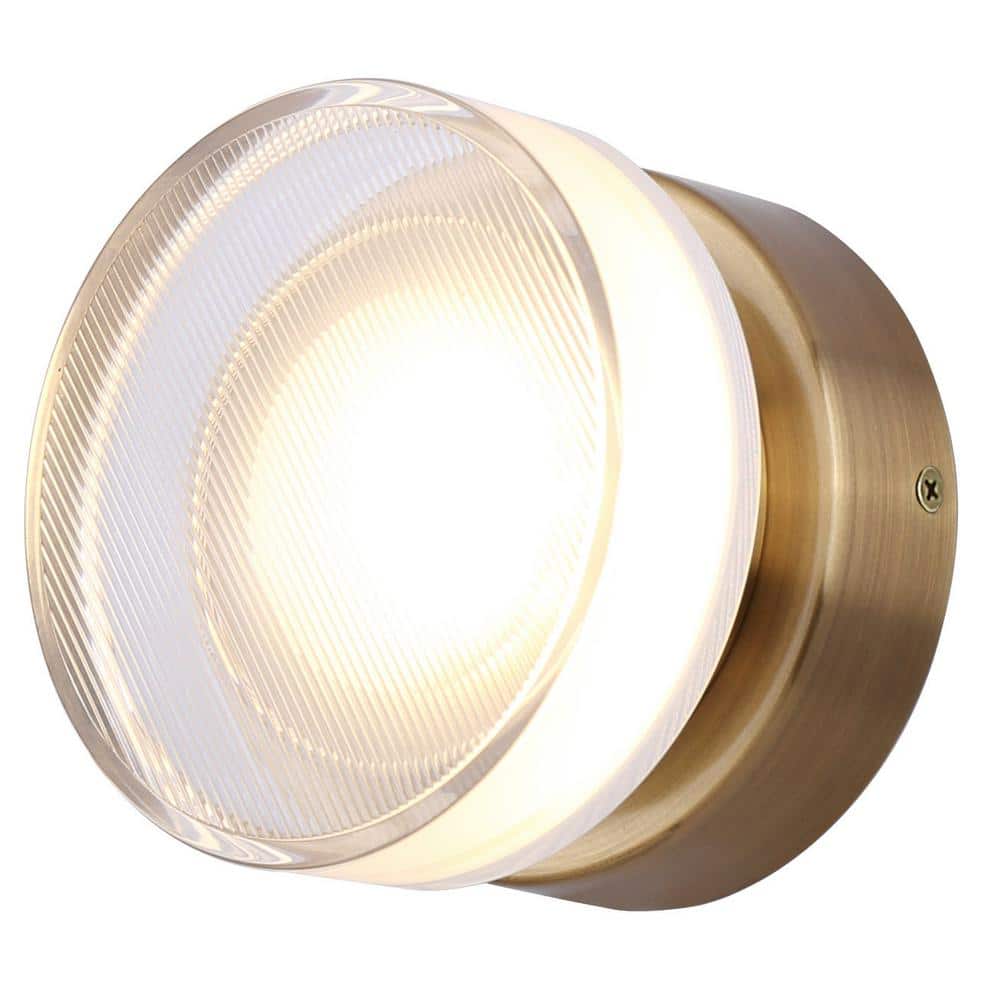 CANARM BENNI 5.375 in. 1-Light Gold Integrated LED Wall-Light with ...