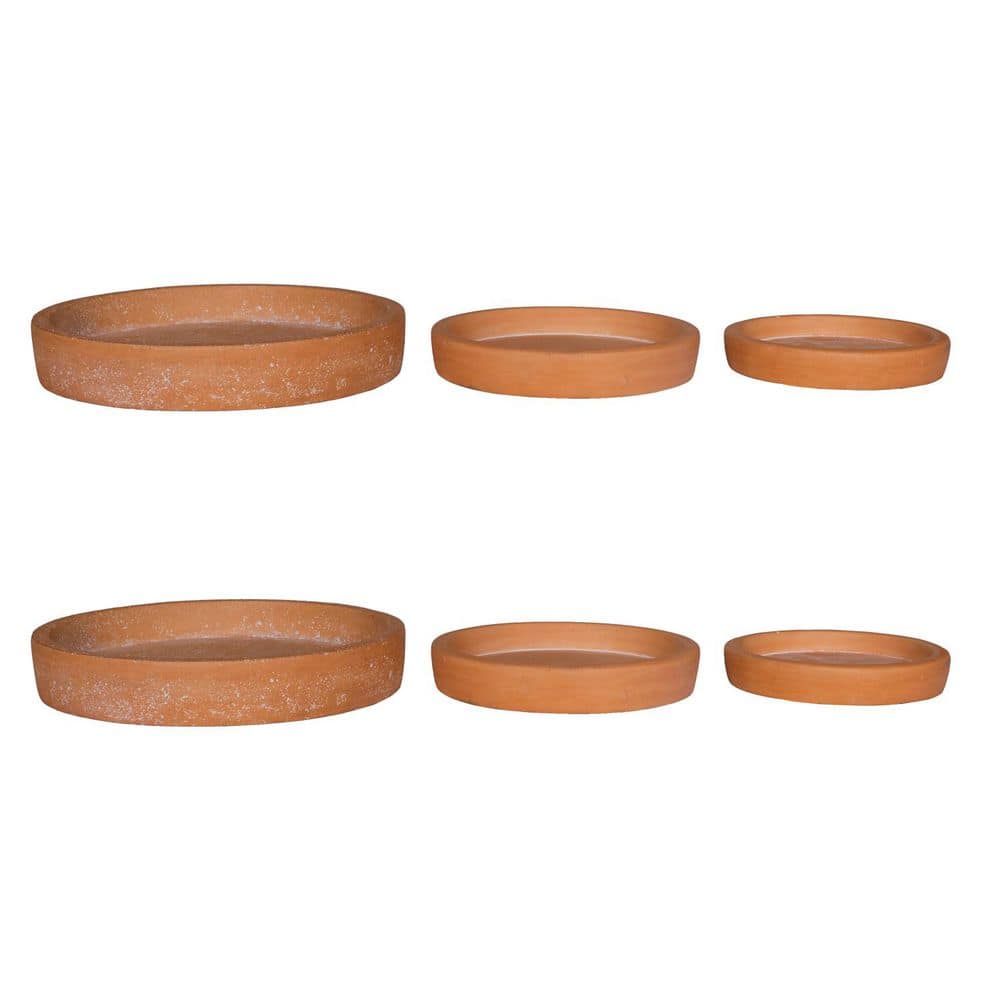 MPG 2 Sets of 3 White Wash Terracotta Stone Saucer (SML) PCF2568S3-WWTC ...
