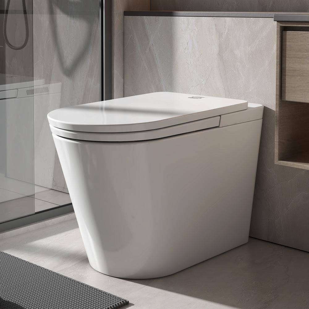 MEDUNJESS L-G Elongated Smart Toilet 1.34 GPF in White Seat with Auto Open/Close/Flush, Heated ...