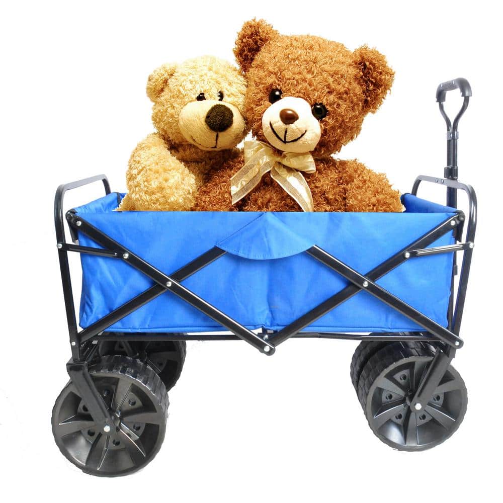 Mondawe 4 cu.ft. Steel Blue Garden Cart Folding Wagon Shopping Beach ...