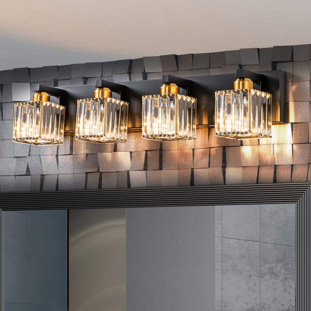 EDISLIVE Orillia 27.5 in. 4-Light Black & Gold Bathroom Vanity Light ...