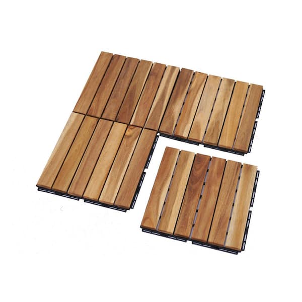 WRIGHTMASTER 1 ft. x 1 ft. Quick Deck Solid Acacia WoodInterlocking ...