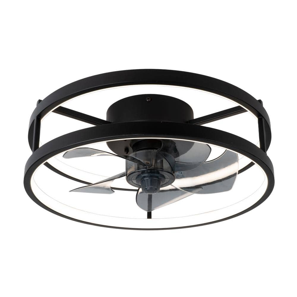 Tivleed 15.75 in./1.31 ft. 5-Blade Black Dimmable LED Ceiling Fan with ...