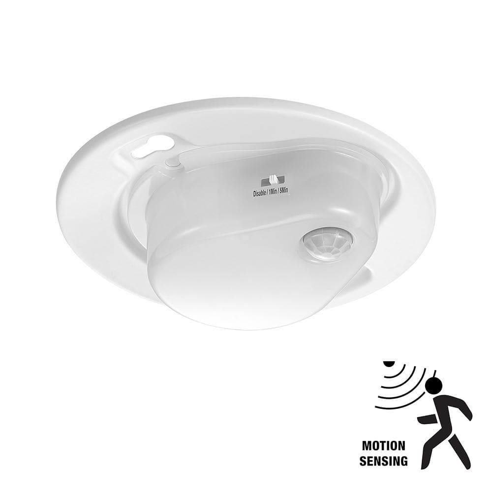 Commercial Electric 5 in. White Motion Sensing Switch Controlled Closet ...