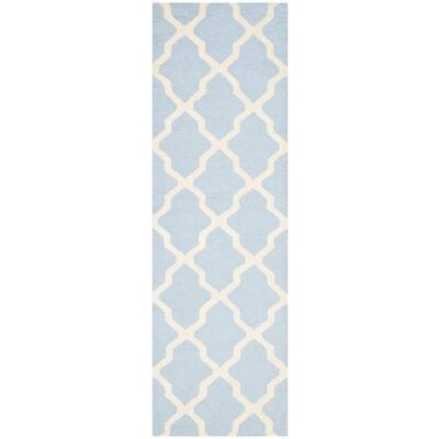 SAFAVIEH Cambridge Light Blue/Ivory 3 ft. x 8 ft. Geometric Trellis ...