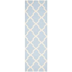 SAFAVIEH Cambridge Light Blue/Ivory 3 ft. x 8 ft. Geometric Trellis ...