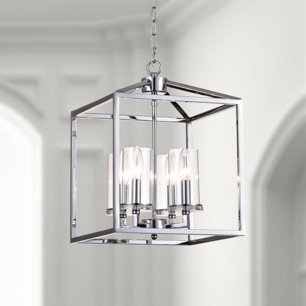 Maxax Springfield 4 - Light Chrome Lantern Square/Rectangle Chandelier ...