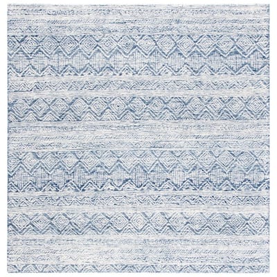 SAFAVIEH Abstract Ivory/Blue 9 ft. x 12 ft. Geometric Diamond Area Rug ...