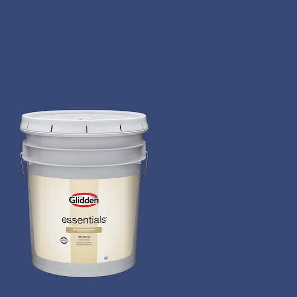 Glidden Essentials 5 gal. PPG1166-7 Daring Indigo Semi-Gloss Exterior ...