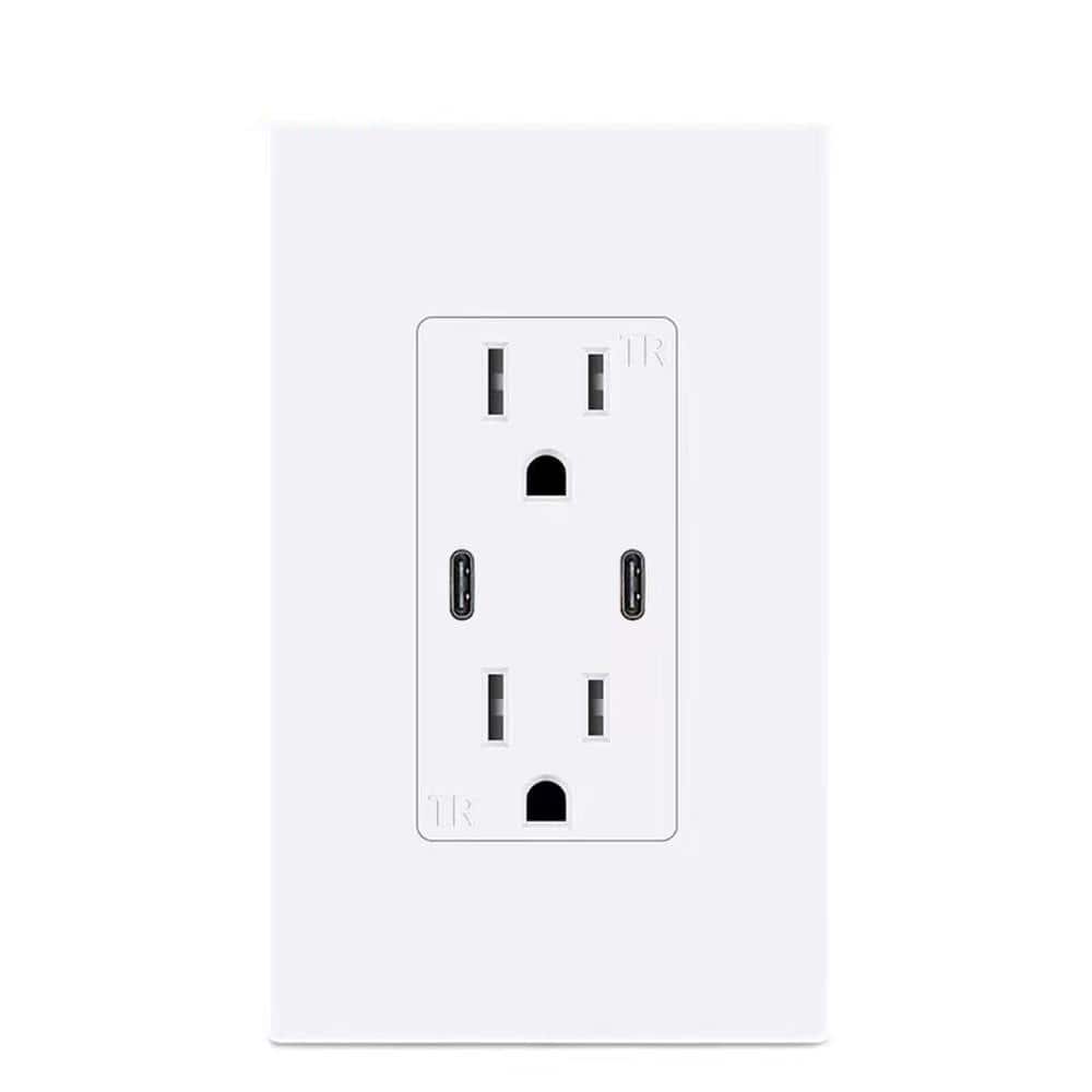 TruePower Electrical Duplex Outlet Receptacle with 2-USBC Power ...