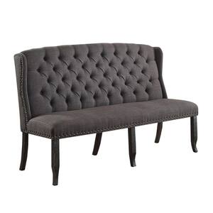 Furniture of America Anthus Blue Nailhead Button Tufted High Back Bench ...
