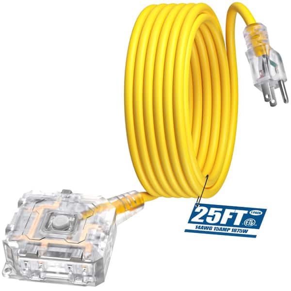 DEWENWILS 25 ft 14/3 6-Outlet Heavy Duty SJTW Outdoor Extension Cord ...