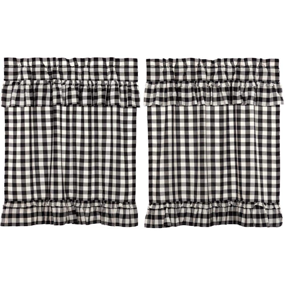 VHC BRANDS Annie Buffalo Check Black White 36 in. W. x 36 in L. Ruffled ...