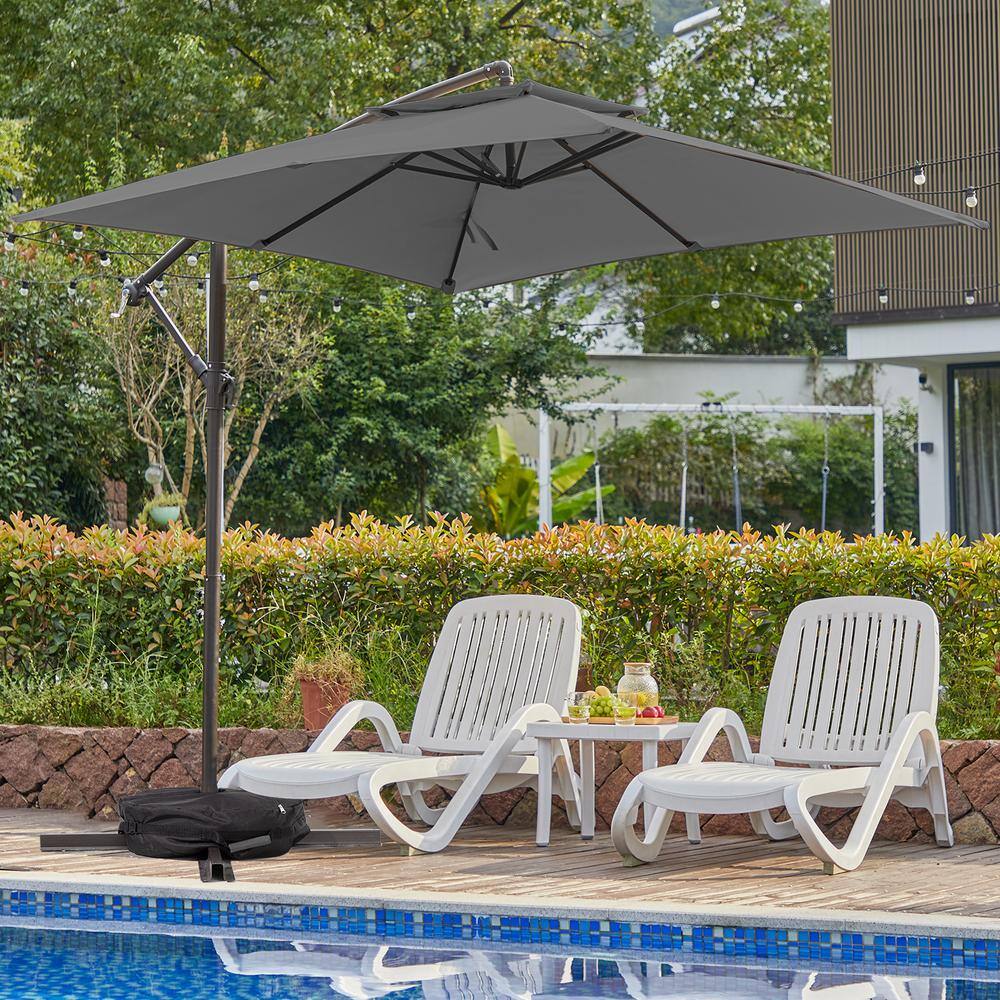 JEAREY 8 ft. x 8 ft. 2-Tier Steel Cantilever Outdoor Offset Patio ...