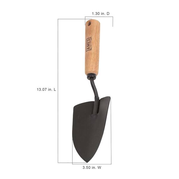 Ames 5.3 in. Garden Trowel Hand Transplanter with Wood Handle 2446200 The Home Depot