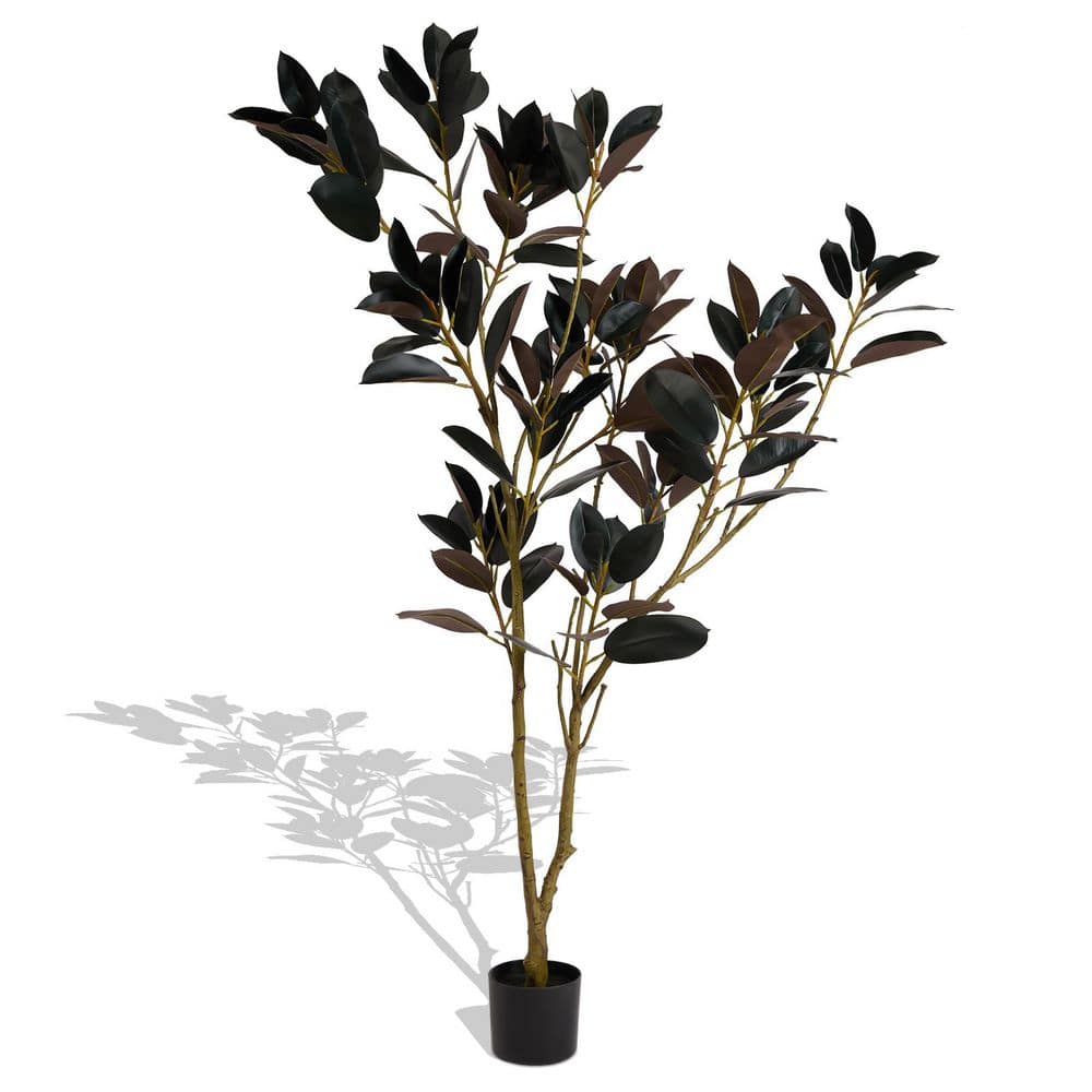.N/A 6 ft. Artificial Rubber Tree in Pot, Purple LYL-W2945P278470 - The ...