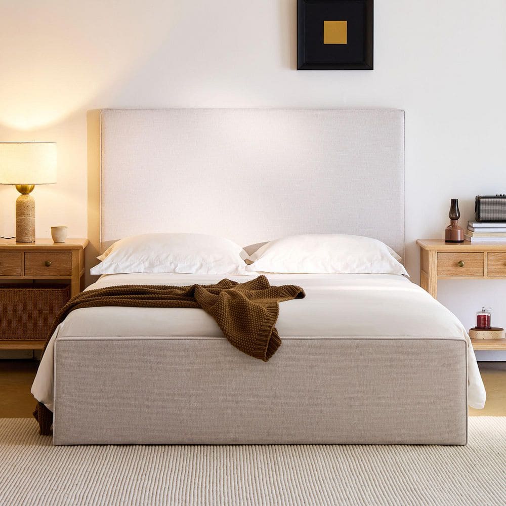 Noble House Xavren Modern Ivory White Canvas Upholstered Metal Frame ...