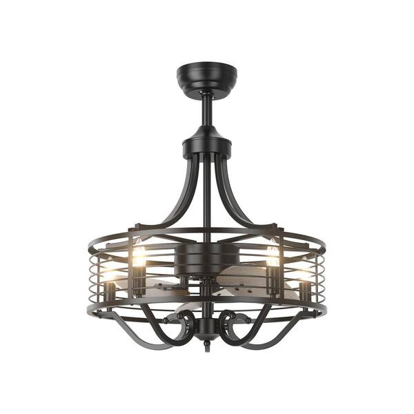 TOZING 23 in. Rustic Indoor Retro Industrial Black Wood Caged Smart ...