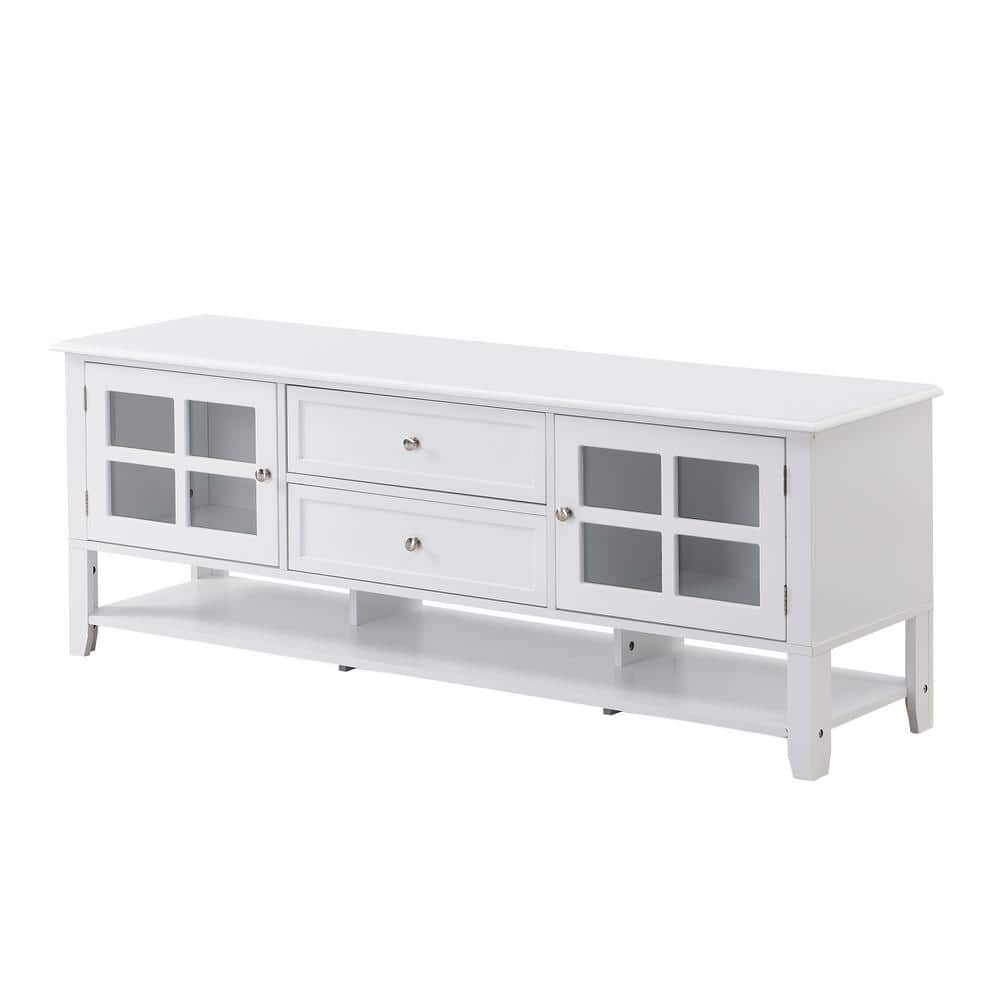 Harper & Bright Designs White TV Stand Fits TVs up to 60 in. with TV ...
