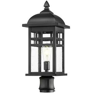 JAZAVA 1-Light Black Aluminum Pole Lamp Outdoor Hardwired Waterproof ...