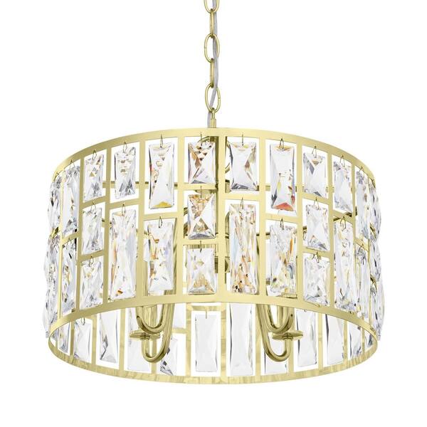 Home Decorators Collection Kristella 4-Light Soft Gold Drum Pendant ...