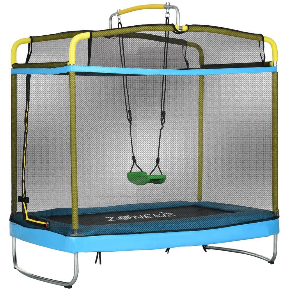 Zeus & Ruta 6.9 ft. Kids Trampoline with Enclosure, Swing, Gymnastics ...