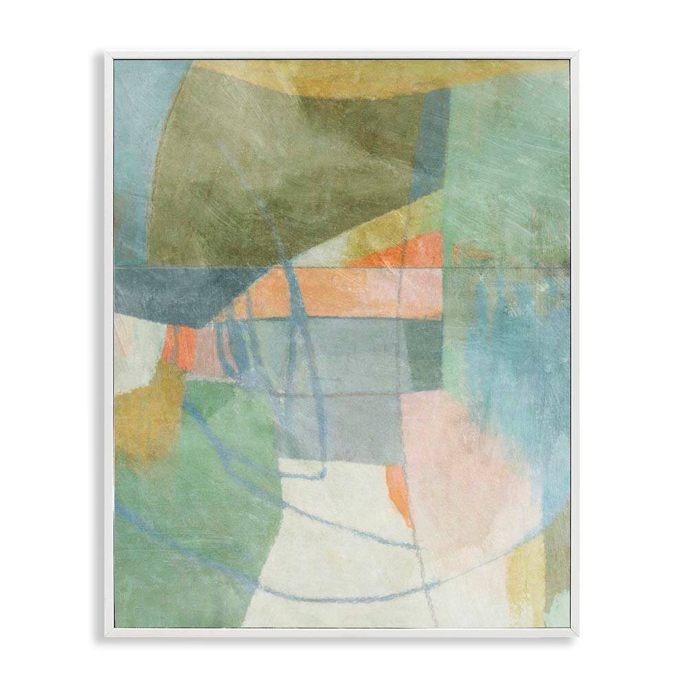 Stupell Industries Pastel & Green Shapes by Suzanne Nicoll White Framed Abstract Giclee Art ...