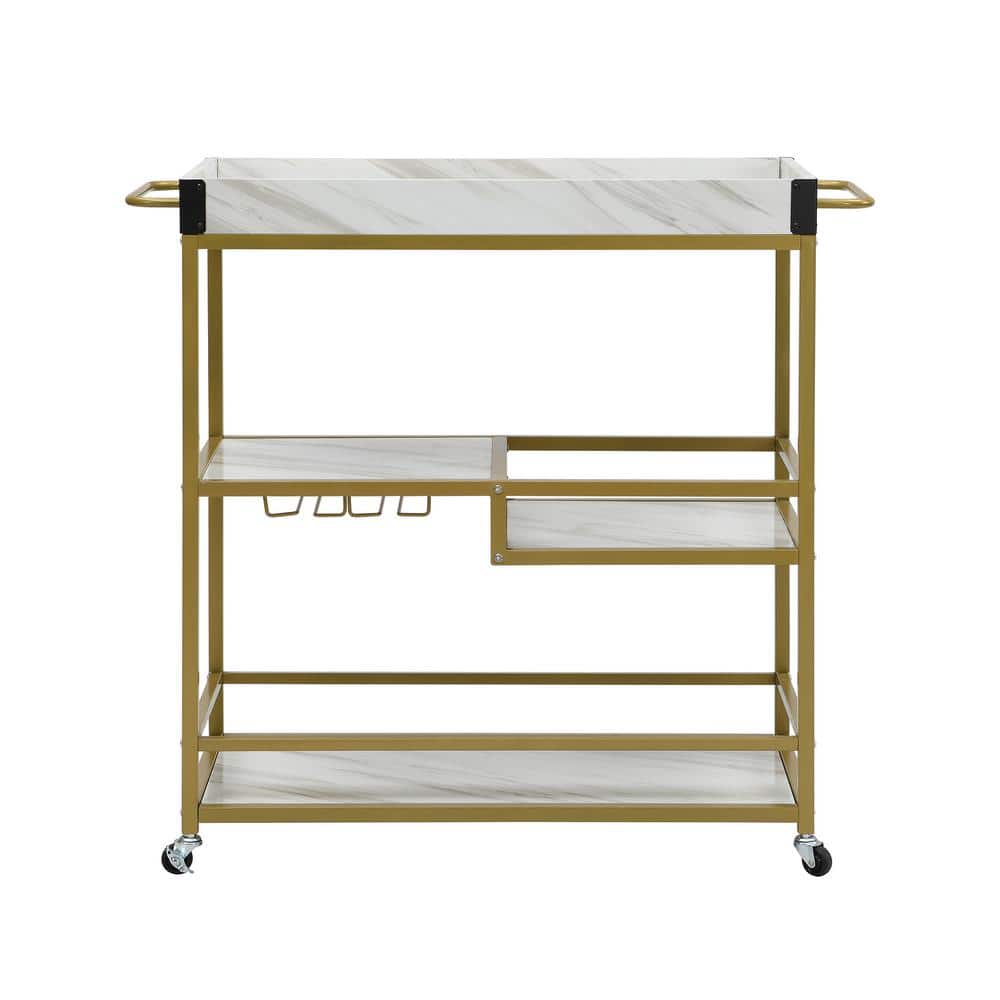 Gold Kitchen Cart with Lockable Wheels LKL-222-GKC - The Home Depot