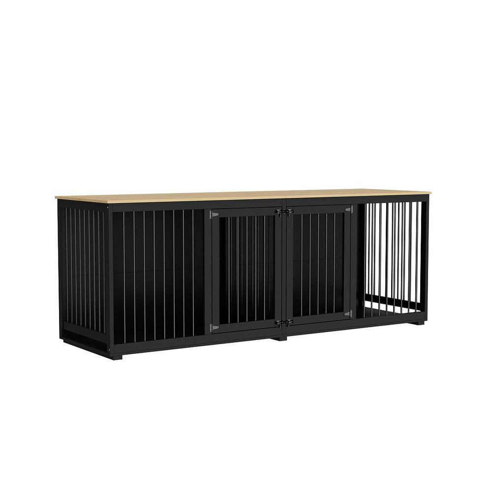 FUFU&GAGA 94.5 in. Extra Large Dog Crate House for 2-Dog Wooden Heavy ...