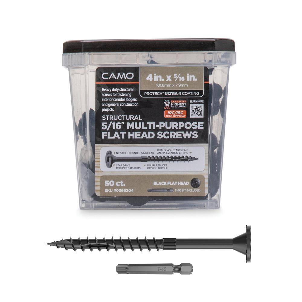 CAMO 5/16 in. x 4 in. Star Drive Flat Head Multi-Purpose + Multi-Ply ...