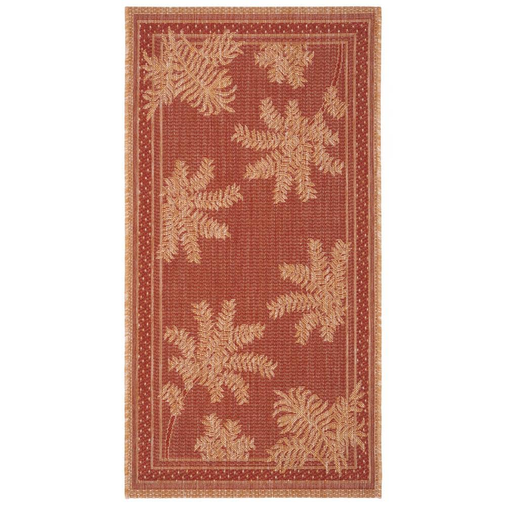 SAFAVIEH Courtyard Terracotta/Natural Doormat 2 ft. x 4 ft. Border ...