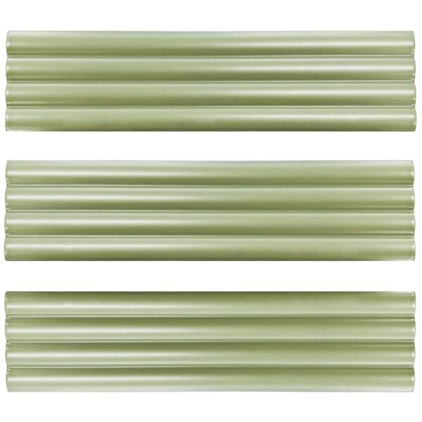 Giorbello Ceramic Flute Subway 3"x 12"x 10mm Wall Tile Case - Green (20 ...