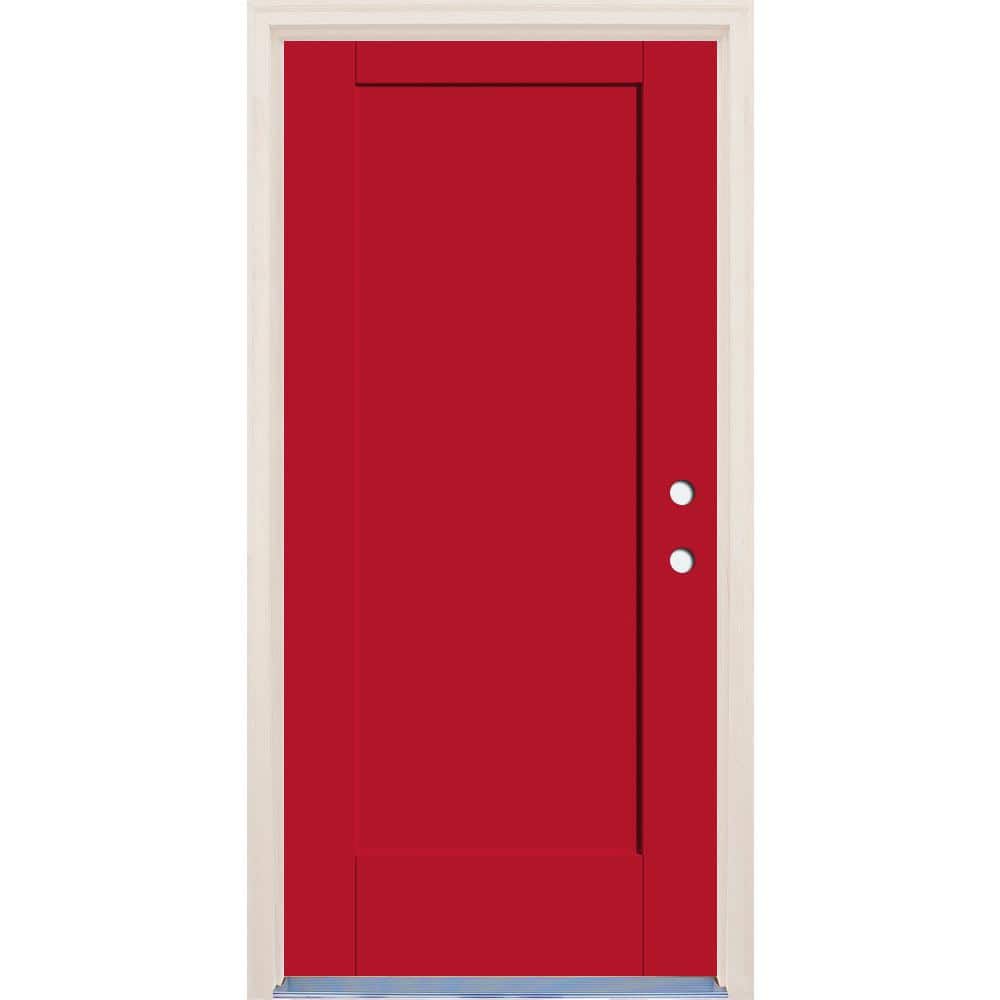 Builders Choice 36 in. x 80 in. 1 Panel Left-Hand Ruby Red Painted ...