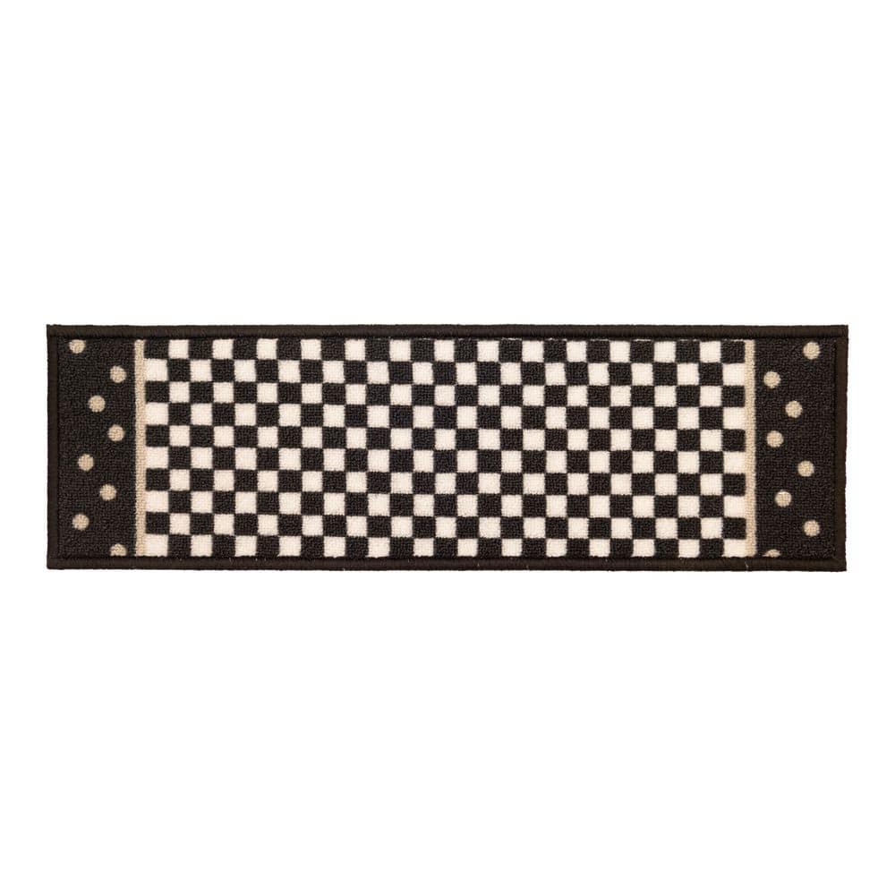 RugStylesOnline Custom Size Checkered Design Black 11.5 in. x 26 in ...