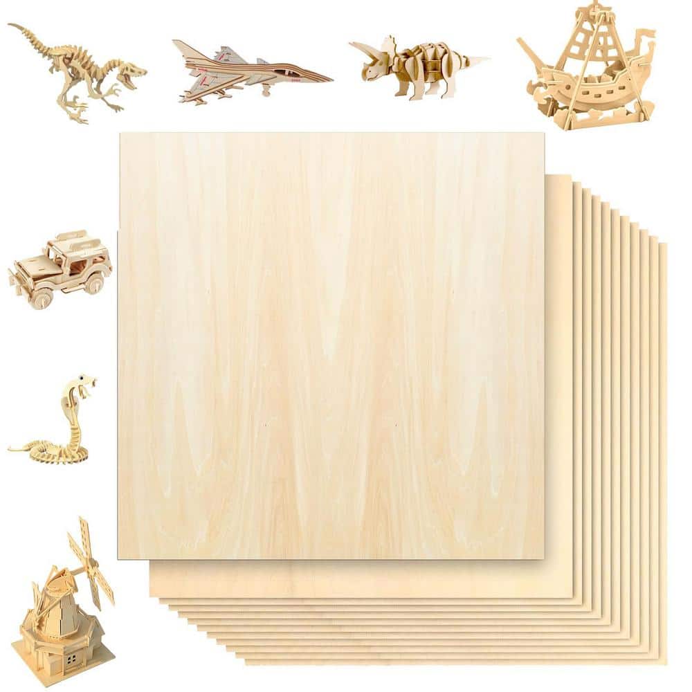 Angel Sar 24-Pack 0.125 in. x 1 ft. x 1 ft. Basswood Project Panel for ...