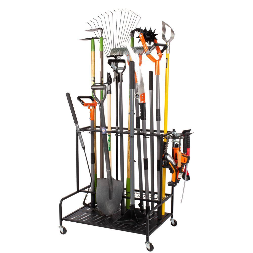 Sttoraboks 3-Tier Garden Tool Organizer with Wheels and Hooks for Shed ...