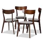 Baxton Studio Iora Light Grey and Walnut Fabric Dining Chair (Set of 4 ...