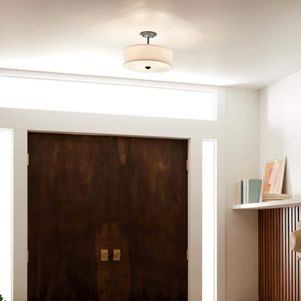 KICHLER Shailene 18 in. 3-Light Black Round Hallway Transitional Semi ...