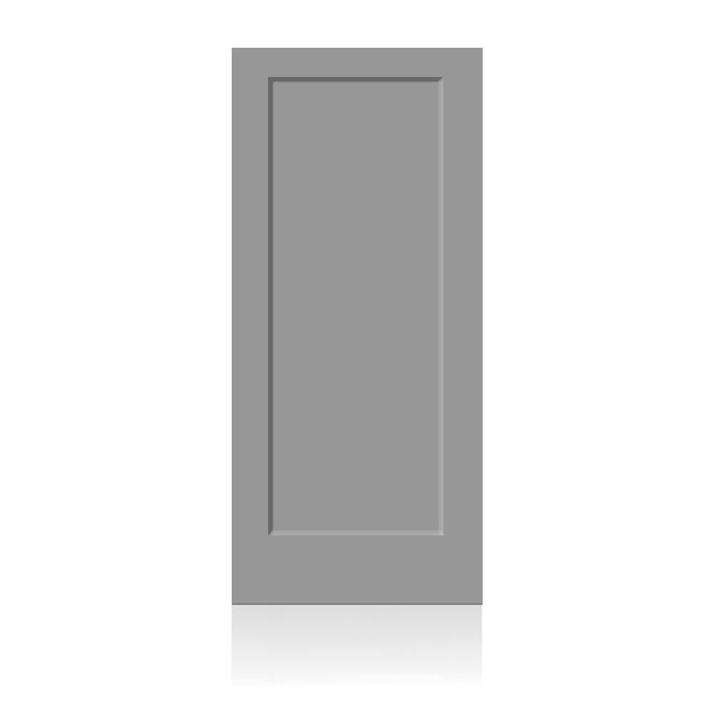 CALHOME 36 in. x 80 in. 1 Panel Hollow Core Light Gray Painted ...