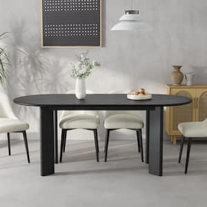 Dovelina Abberton Walnut Color Oak Wood Double Pedestal Base 67 in. x 33.5 in. Oval Dining Table ...