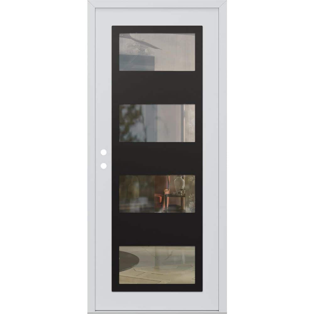 Tessari Doors C2 36 in. x 80 in. Black P Right-Hand/Inswing Clear Glass ...