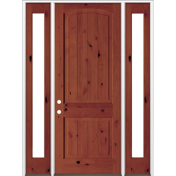 Krosswood Doors 58 in. x 96 in. Knotty Alder Arch Top Right-Hand ...