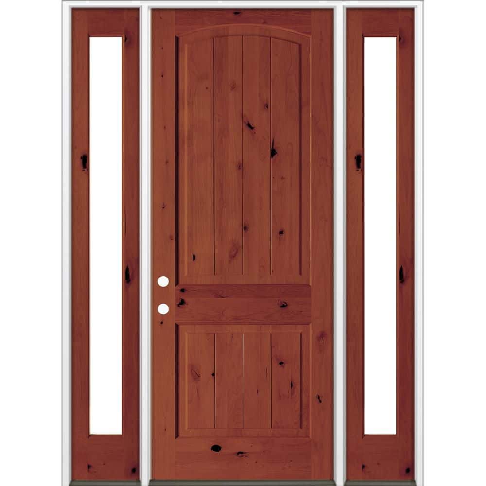 Krosswood Doors 64 in. x 96 in. Knotty Alder Arch Top Right-Hand ...